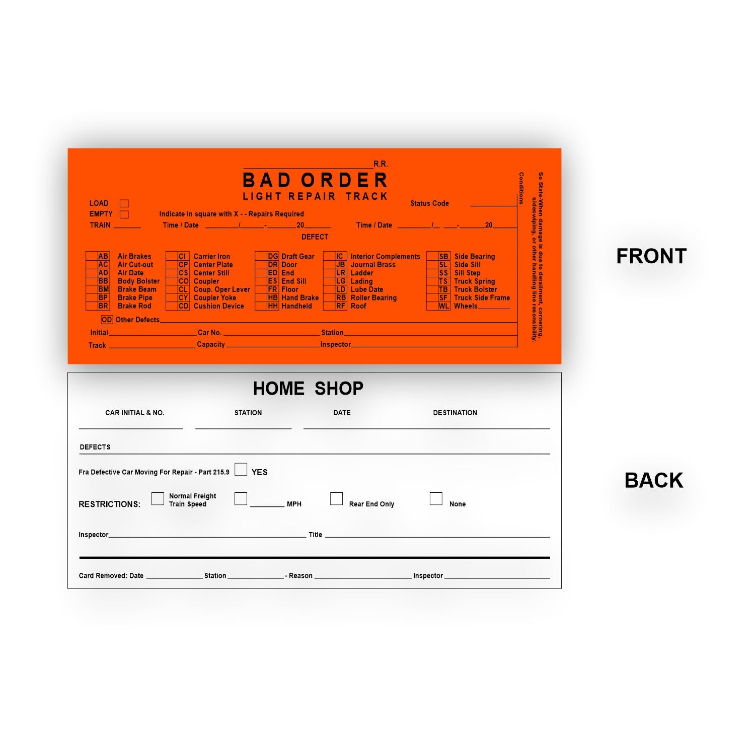 Bad Order Tag – Online Railcar Decals and Screen Printing™
