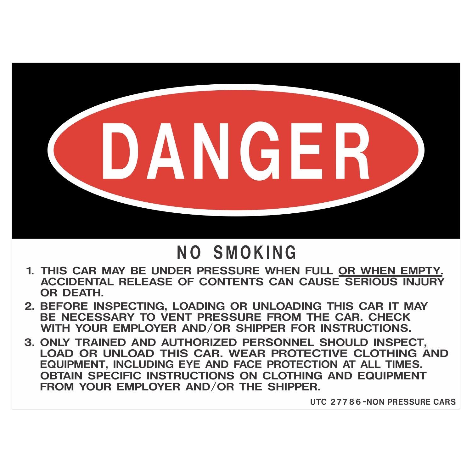 Danger-Non Pressure Car Decal – Online Railcar Decals and Screen Printing™