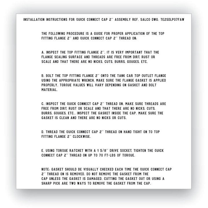 Installation Instructions for Quick Connect cap 2″ Assembly Decal ...